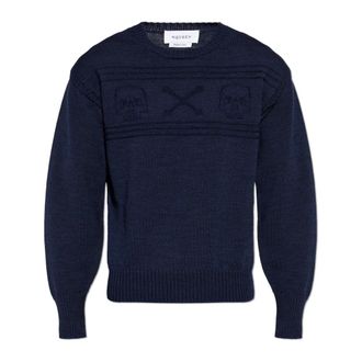 Alexander McQueen Wollpullover mit Rundhalsausschnitt - - Knitwear - Herren - Blau - M