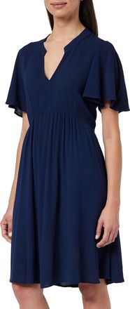 Ichi IHMARRAKECH SO DR11 Damen Freizeitkleid Kleid 100% Viskose Minikleid mit Fl&uuml;gel&auml;rmeln V-Ausschnitt Regular-Fit, Gr&ouml;&szlig;e:XL, Farbe:Total Eclipse (194010)