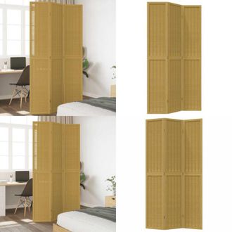 vidaXL 3-tlg. Raumteiler Braun Massivholz Paulownia - Raumteiler - Holzparavent - Bambuspaneel - Paulownia Holz - Zimmerdivider - Home & Living