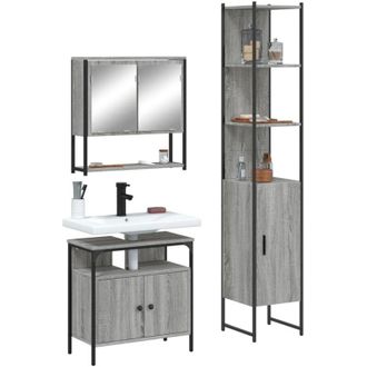 Les Tendances Ensemble de meubles de salle de bain 3 pcs Sonoma gris