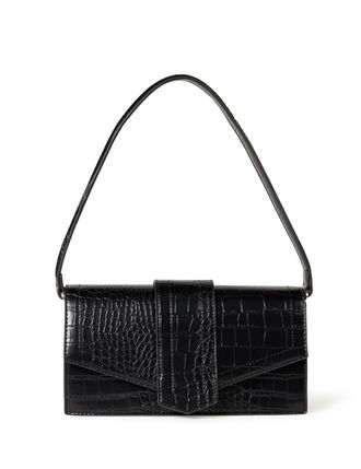 The Drop Schultertasche f&uuml;r Damen, Safiya mit &Uuml;berschlag, Schwarz, Einheitsgr&ouml;&szlig;e