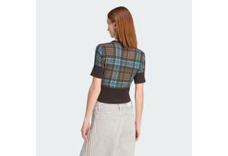 adidas Originals T-Shirt KARIERTES TOP MIT V-AUSSCHNITT UND KN&Ouml;PFEN (1-tlg)