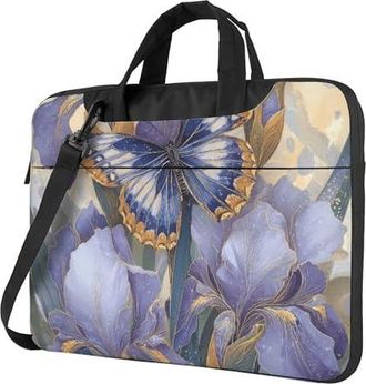 Generic Housse de protection pour ordinateur portable de 15,6 avec bandouli&egrave;re - Motif papillon et fleurs violettes, multicolore, 15.6 inch
