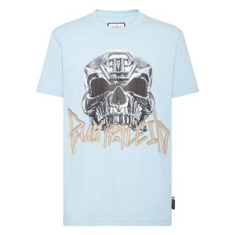 Philipp Plein T-Shirt Rundhals Skull - - Tops - Herren - Blau - 3XL