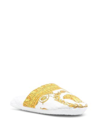 Versace Unisex Slippers Both Slides Ecoleather White Cotton Flat Shoes