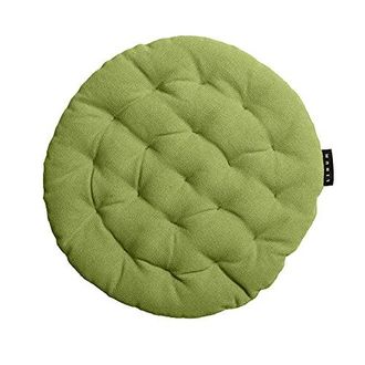 Linum Pepper El&eacute;gante Galette de Chaise Rond &Oslash; 37cm, 100% Coton, Lavable en Machine, Vert Mousse