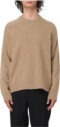 Maison Margiela Homme, Pulls, Beige, Taille: M Pull Col Rond en Cachemire Coupe D&eacute;contract&eacute;e