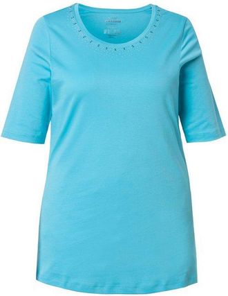 Ulla Popken T-Shirt T-Shirt Ziersteine Rundhals Halbarm Pima Cotton