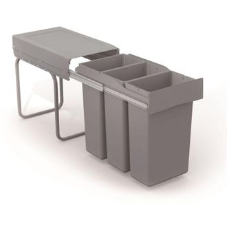 Victory Einbau-Abfallsammler Bio Trio 30 Liter in Alugrau Vollauszug