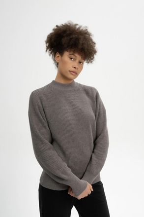 Mela Damen vegan Strickpullover Riya B&auml;r Melange Graubraun