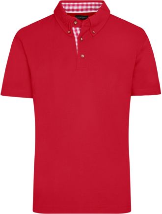 James & Nicholson Herren Trachtenpoloshirt - Klassisches Piquépolo im Trachtenlook | Farbe: red/red-White | Grösse: 3XL