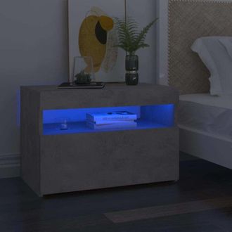 vidaXL Vidaxl - Tables de chevet avec lumi&egrave;res LED 2 pcs - Gris b&eacute;ton - Dimensions 60x35x40 cm - Construction en bois ding&eacute;nierie durable