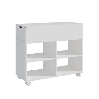 Relaxdays Rollcontainer, 5 F&auml;cher, Schublade, HxBxT: 61 x 70 x 30 cm, offen, schmaler Aktenschrank auf Rollen, wei&szlig;