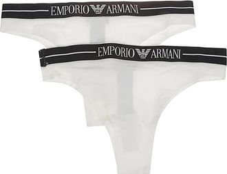 Emporio Armani Bio-Baumwolle Logo Taille Brasilianer Set - - Underwear - Damen - Wei&szlig; - S