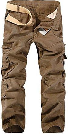 LaoZan Vintage Homme Style Militaire Cargo Sports De Combat Casual Pantalon Multi Poches Lumière Fauve Vert armée 30
