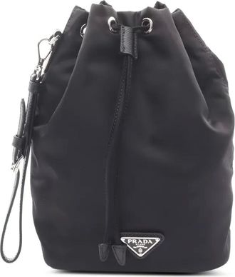 Prada 2010 Vela Clutch mit Kordelzug - Schwarz