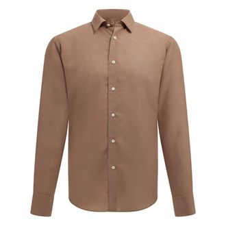 Boggi Milano Homme, Chemises, Brun, Taille: M Chemise Regular Fit en Tencel et Lin