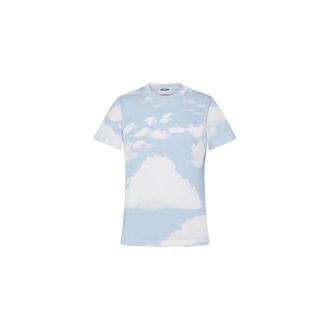 Moschino unisex, Tops, Bleu, Taille: S T-shirt en jersey de coton Archive Clouds