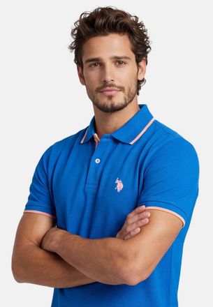 U.S.Polo Association Poloshirt USTristaan Klassisches Shirt mit Knopfleiste und Logostickerei Herren Piqu&eacute; aus Baumwolle mit Kontraststreifen