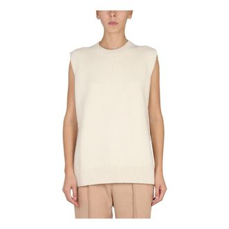 Jil Sander Feine Kaschmir-Gilet mit Schlitzen - - Knitwear - Damen - Beige - XS