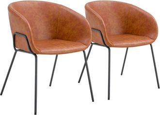 Happy Garden Happy Garden - Lot de 2 chaises en simili cognac andr&eacute;