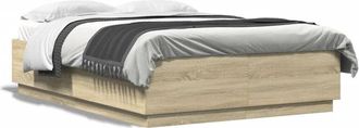 Les Tendances Cadre de lit ch&ecirc;ne sonoma 140x200 bois ding&eacute;nierie