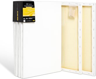 Elan Keilrahmen Leinwand 30x45 380g 6er Set, 380 G/M&sup2; 100% Baumwolle Leinwand zum Bemalen, Leinw&auml;nde f&uuml;r &Ouml;lfarben, Leinw&auml;nde zum Bemalen