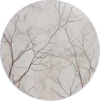 Generic Tapis Rond Salon, Branches darbre en marbre Moderne Tapis de Sol D&eacute;coration Antid&eacute;rapant 120 cm (Round) Tapis de Sol D&eacute;coration Antid&eacute;rapant Blanc
