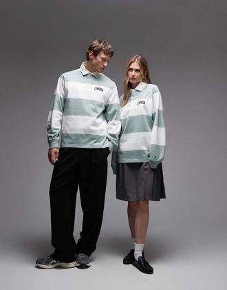 Champion Maillot de rugby &agrave; rayures - Vert sauge/blanc