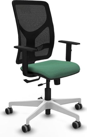 Piqueras y Crespo Gr&uuml;ner Schreibtischstuhl mit 1D-Armlehnen, h&ouml;henverstellbare Lendenwirbelst&uuml;tze, ausgestattet mit Syncro/Traslack und Schneideschaum, mit Rollen von 6