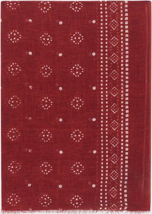 Gerard Darel Foulard imprim&eacute; en lin - OMARA - Rouge