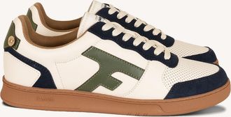 Faguo Baskets en cuir &eacute;cru et bleu marine