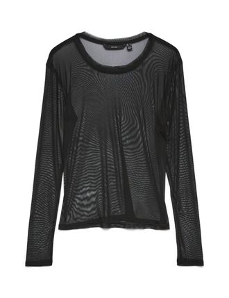 Vero Moda Damen Vmlova Ls Mesh Top JRS Noos, Black, X-Large
