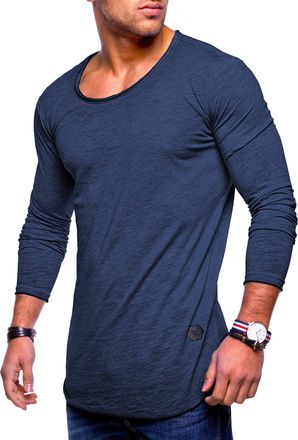 Rello & Reese Herren Oversize Longsleeve Crew Neck Sweatshirt T-Shirt MT-7315 (Navy Wash, M)