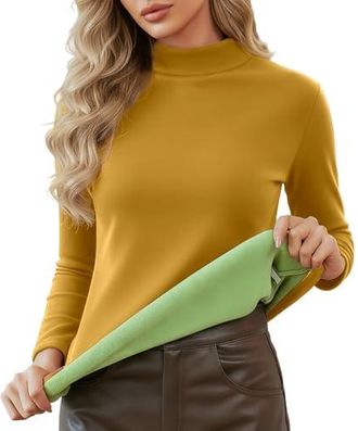 Generic sous Pull Femme Haut Thermique Femme sous Pull Thermique Femme Doux Glamour Manches Longues Slim Col Demi Haut Uni Ou Multicolore avec Fermeture &Eacute;clai