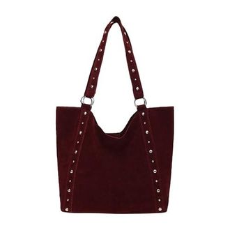 Generic Kexpery Sac &agrave; bandouli&egrave;re femme en daim synth&eacute;tique &agrave; clous grand volume pour shopping, travail, &eacute;cole, usage quotidien