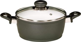 Kr&uuml;ger Kr&uuml;ger Karl Aluguss-Fleischtopf mit Glasdeckel Serie Oslo &Oslash; 16 cm, Schwarz