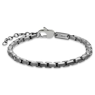 s.Oliver Herren Bracelet - Armband aus mattiertem Edelstahl - IP Gun - Venezianerkette verstellbar bis 22 cm - wasserfest & hautfreundlich