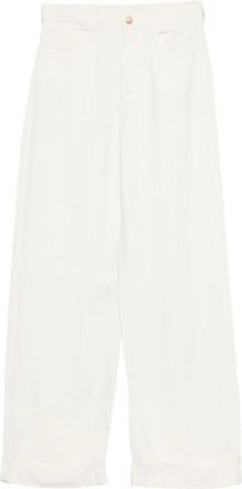 Emporio Armani Femme, Jeans, Beige, Taille: W27 Jean Large en M&eacute;lange de Lin