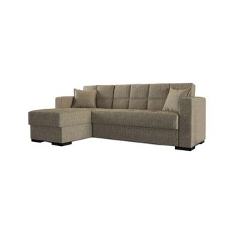 Dmora Schlafsofa mit Ottomane Fernando 227x150 cm Beige Stauraum