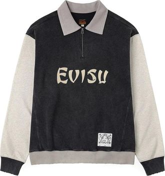 Evisu Homme, Sweatshirts et sweats à capuche, Noir, Taille: S SweaT-shirt à demi-zip et logo appliqué, coupe classique, design color-block