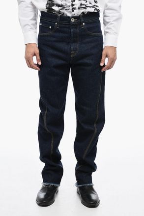 Lanvin Straight Fit Frayed Jeans With 21cm Seam Detail Lanvin