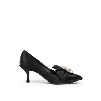 Dolce & Gabbana Schwarze Satin Juwel Schleifen Pumps - - Shoes - Damen - Schwarzk - 38 1/2 EU