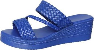 Generic Espadrilles compens&eacute;es &agrave; plateforme pour femme - Tendance - Tress&eacute;es - Bout ouvert - Chaussures de plage d&eacute;t&eacute;, bleu, 38.5 EU