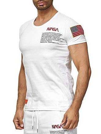 Red Bridge T-shirt avec logo de la NASA respirant et confortable pour le sport et les loisirs, Blanc., XL