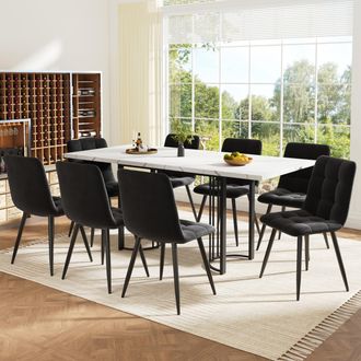 Generic Essgruppe, ausziehbarer Esstisch mit St&uuml;hlen, wahlweise 5-TLG oder 9-TLG Set f&uuml;r 4 BZW. 8 Personen, moderner Esstisch mit MDF Tischplatte und Metallge