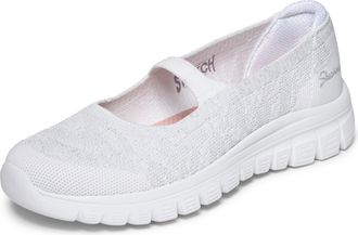 Skechers Ballerina SKECHERS GRACEFUL, Damen, Gr. 37, wei&szlig;, Textil, Glitzer, Schuhe Ballerina, Freizeitschuh, Schlupfschuh, Slipper mit Stretch-Fit, Topseller