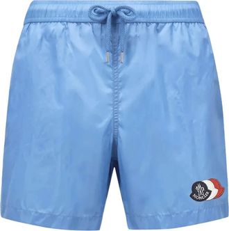 Moncler Homme, Maillots de bain, Bleu, Taille: XL Logo Patch Swim Shorts