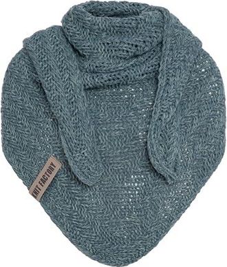 Knit Factory Sally Ch&acirc;le Tricot&eacute; - Foulard Triangle - Foulard femme pour lhiver - &Eacute;charpe Femme - Ch&acirc;le Femme - 100% Fabriqu&eacute; en Europe - Laurel/Stone Green - 220x