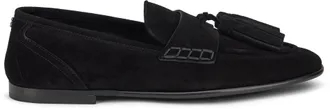 Dolce & Gabbana Mens Moccasin Ariosto Black Suede Leather Loafers